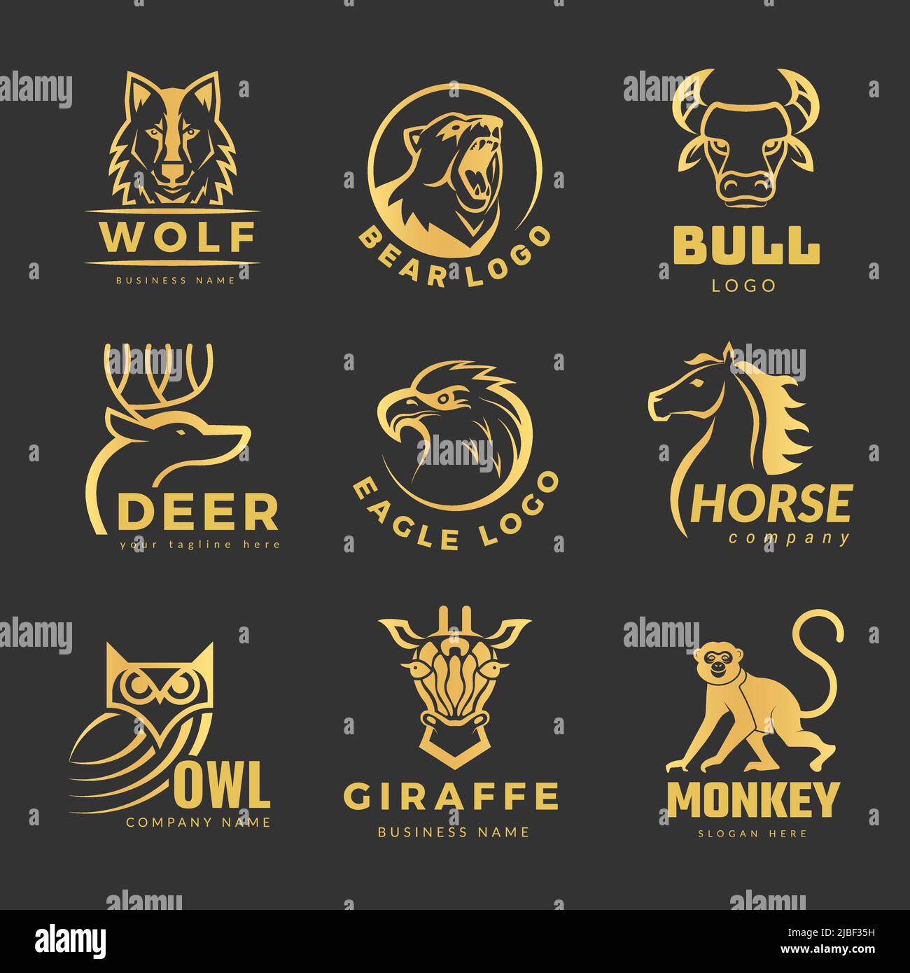 Animals logo. Business identity symbols with stylized pictures of ...