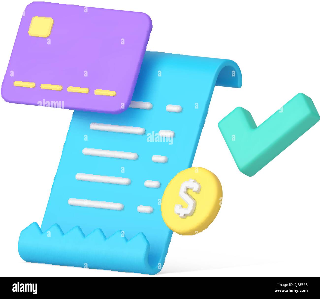 Realistic success banking paid paper document with checkmark diagonal ...