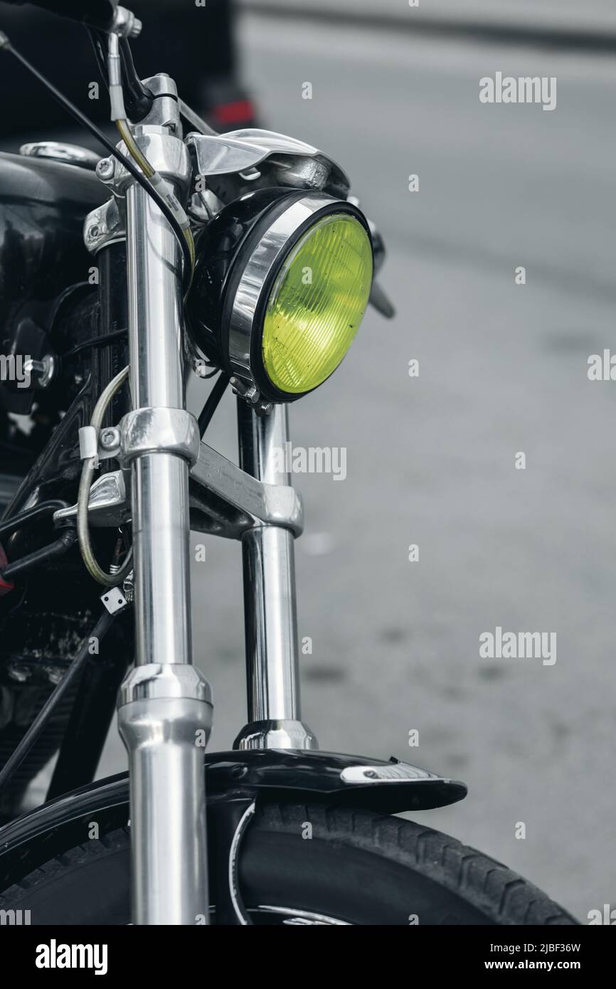 headlight of a classic vintage motorcycle. retro bike Stock Photo - Alamy