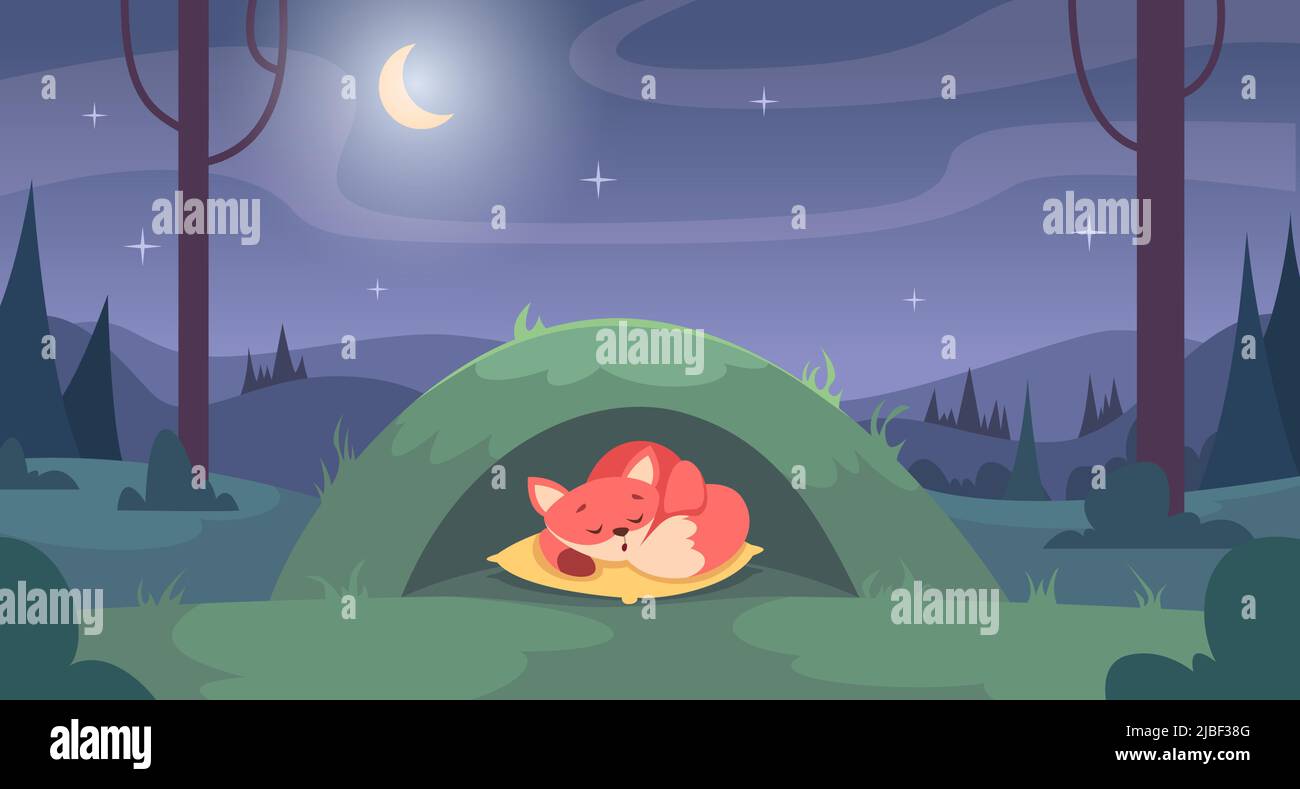 Sleeping animal. Wild characters relaxing napping on pillow exact ...