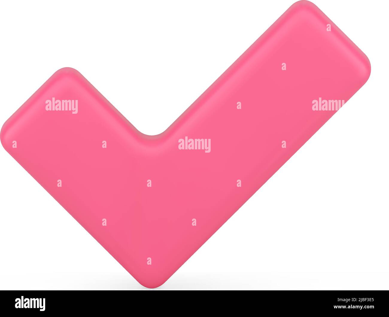 Pink realistic confirm check mark badge glossy decorative design front ...