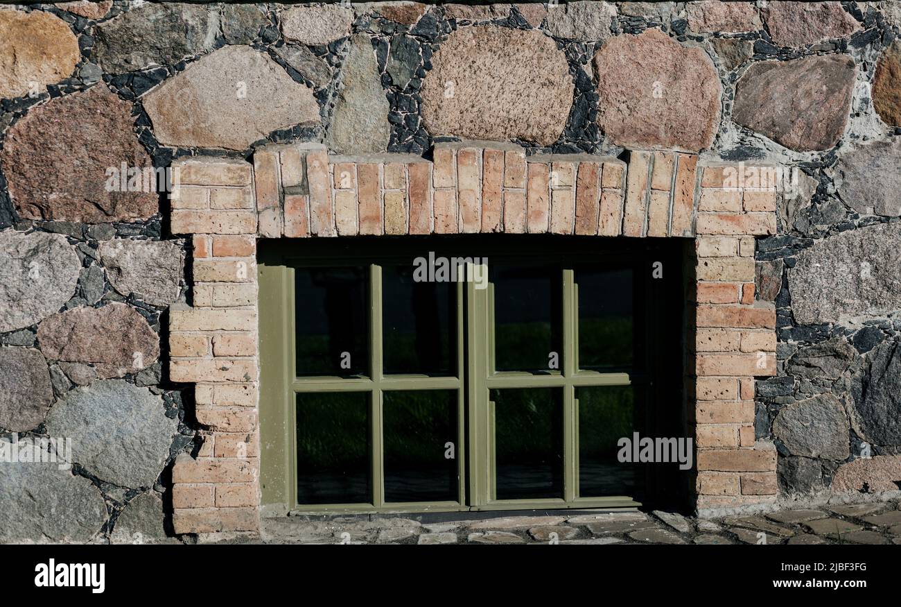 Old house window. stone building Stock Photo - Alamy