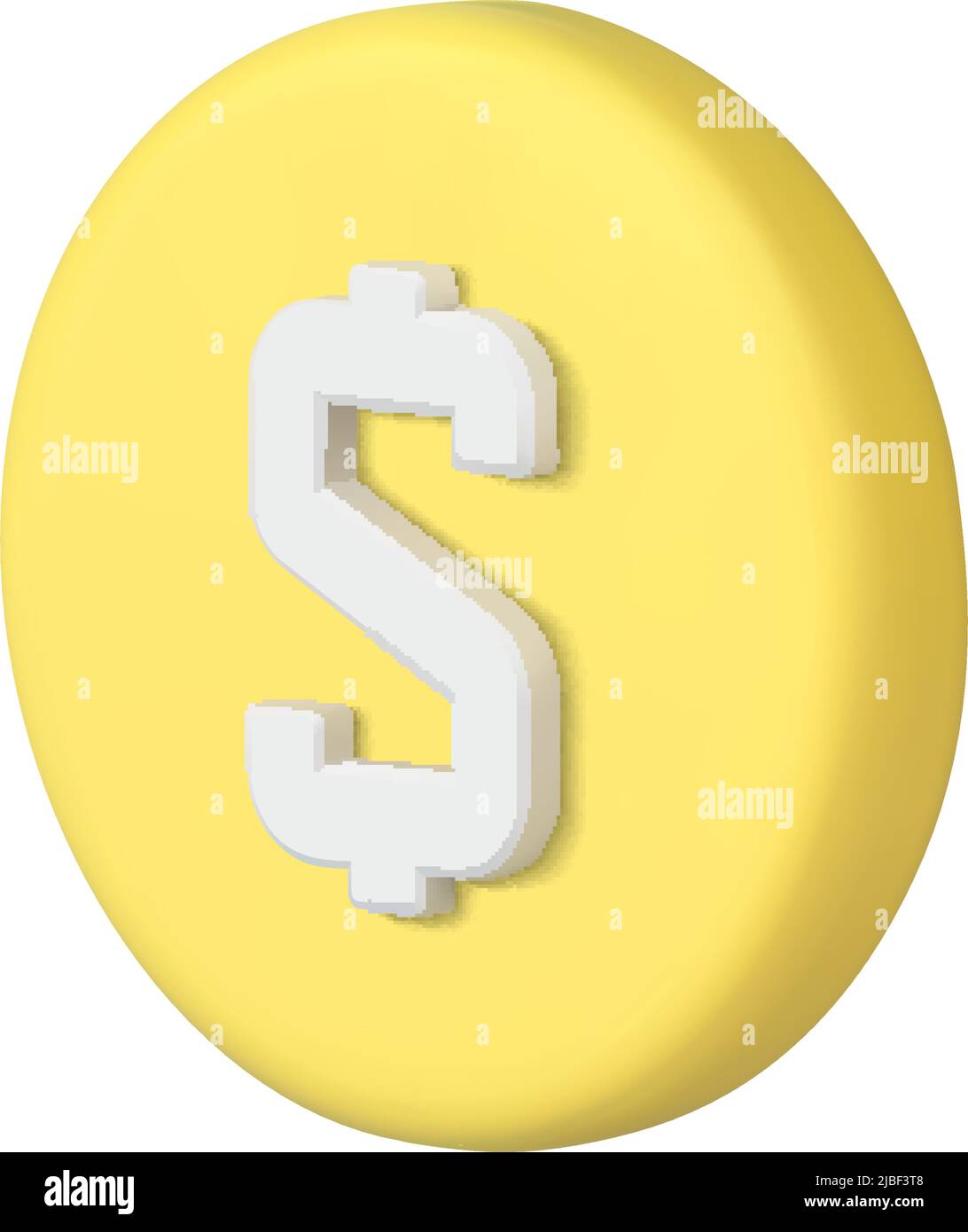 Realistic glossy yellow circle dollar sign badge 3d icon vector ...