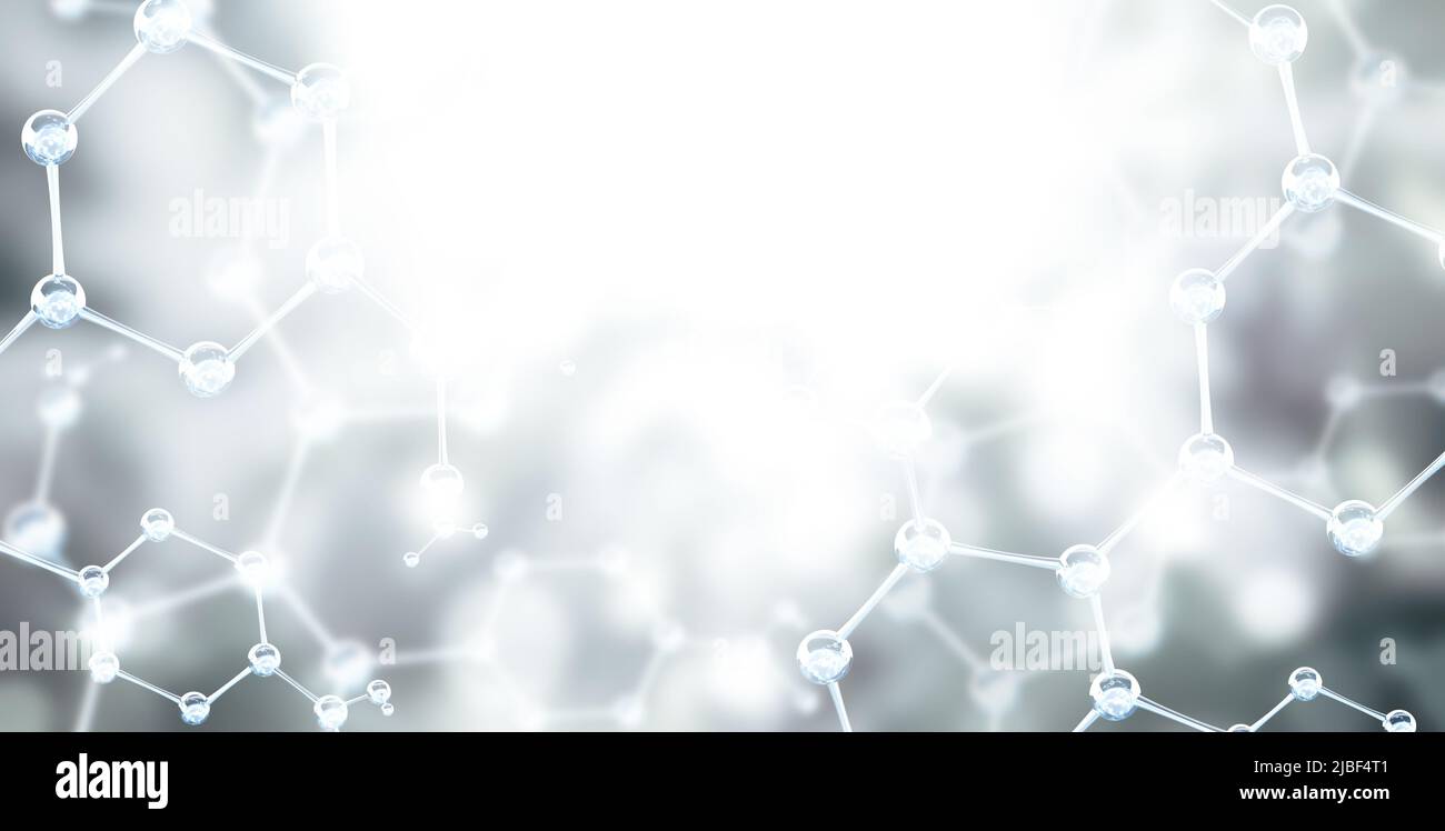 Horizontal banner with model of abstract molecular structure ...