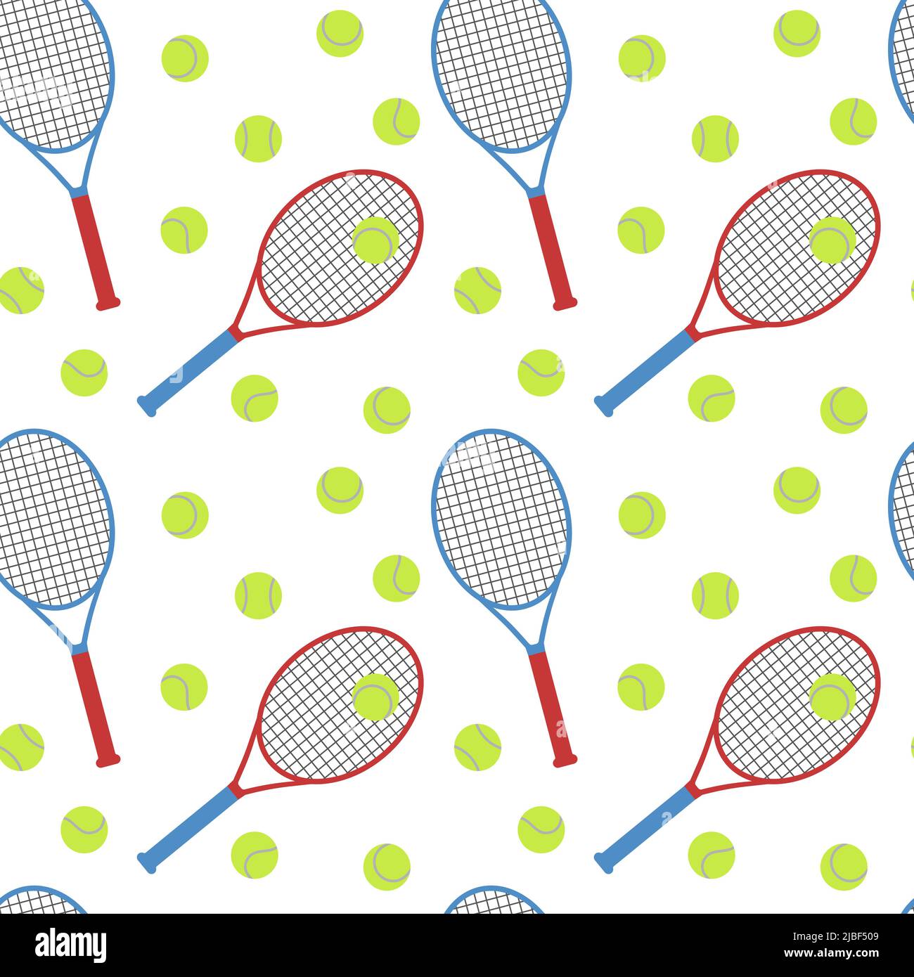 Tennis Seamless Pattern Tennis Rackets And Balls On White Background