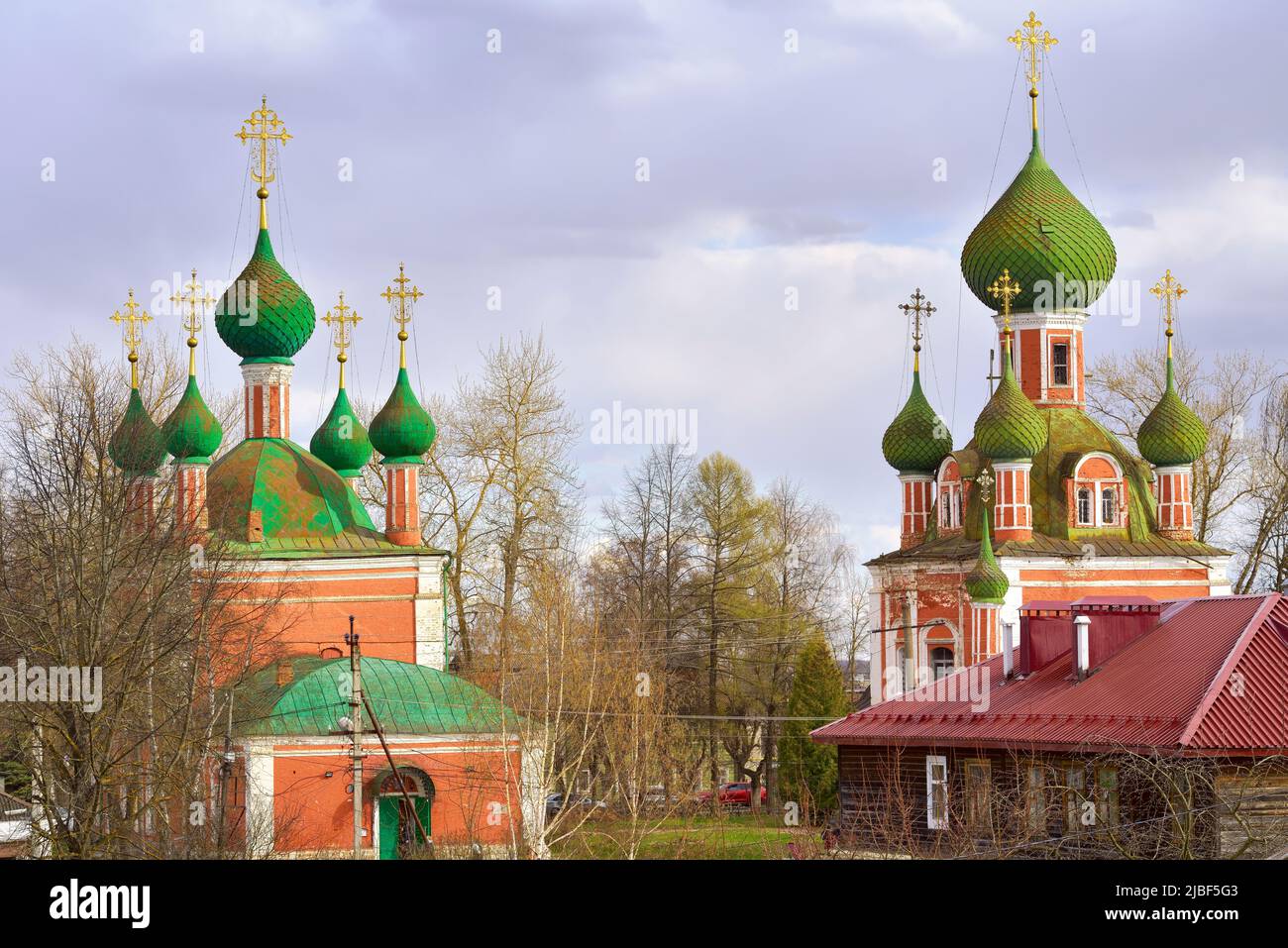 Green domes of Orthodox churches. Vladimir Cathedral and Alexander ...