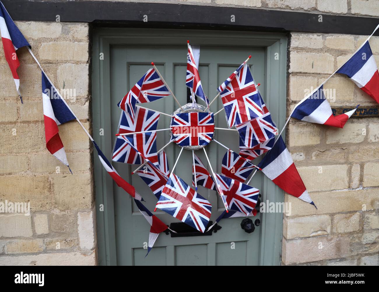 Peterborough, Cambs., UK, 04/06/2022, Decorated door in the village of ...