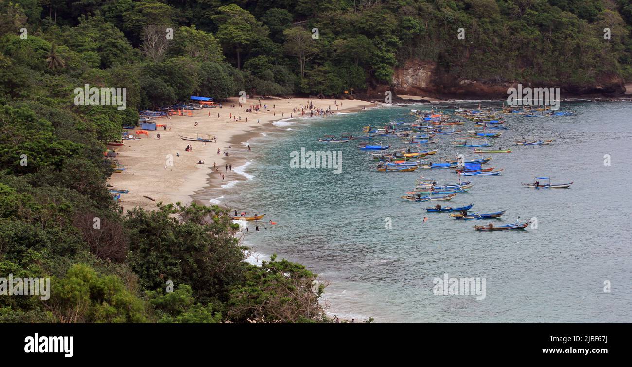 Papuma beach, Indonesia, 02 15 2020: Aerial image of the beaches of ...