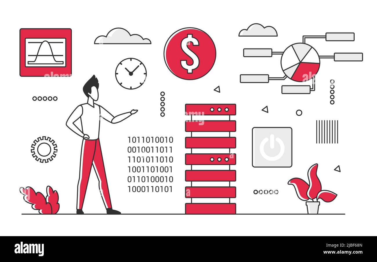 Digital business software application. Management and storing app, data ...