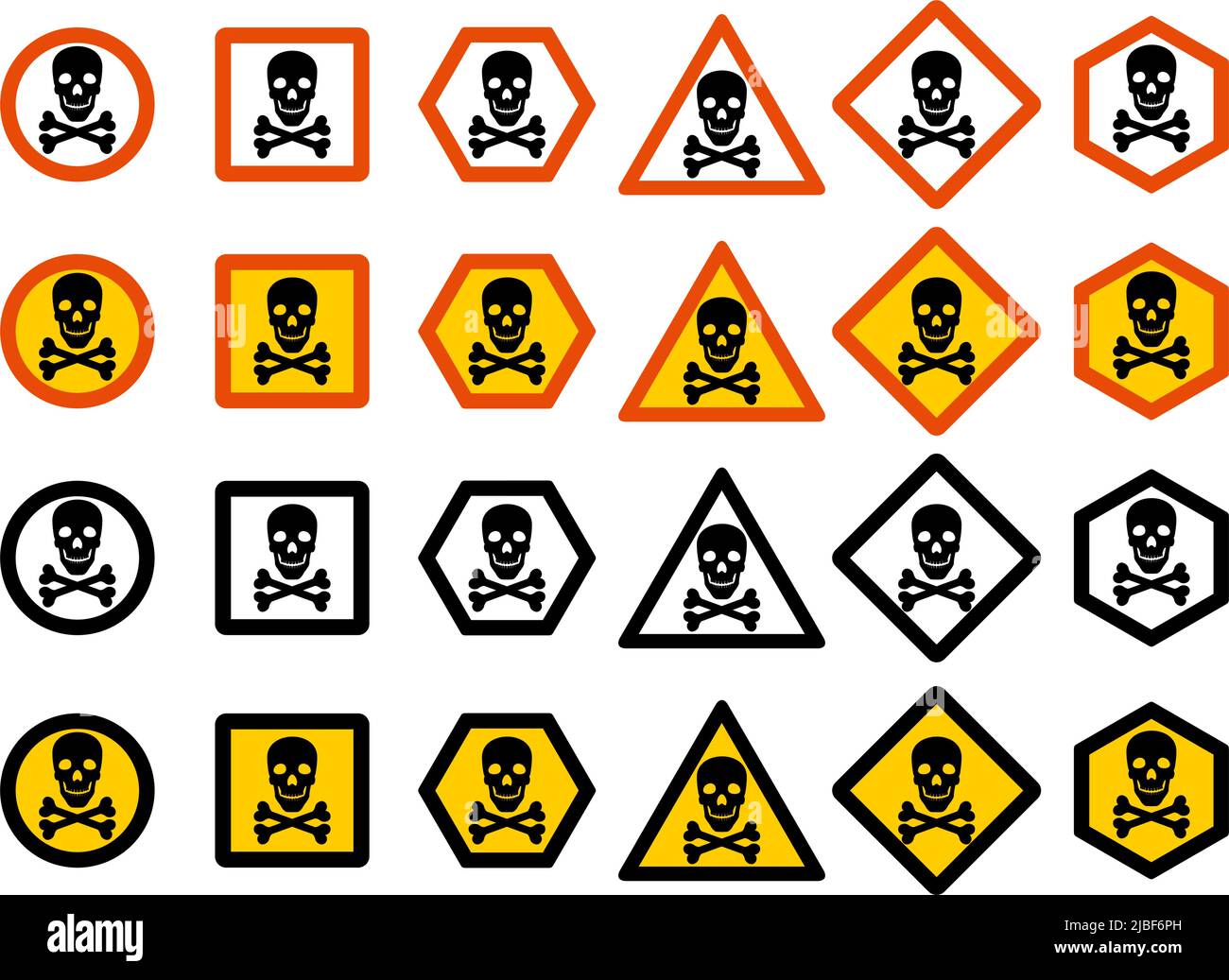 Dangerous concept. Set of different signs of chemical, radioactive ...