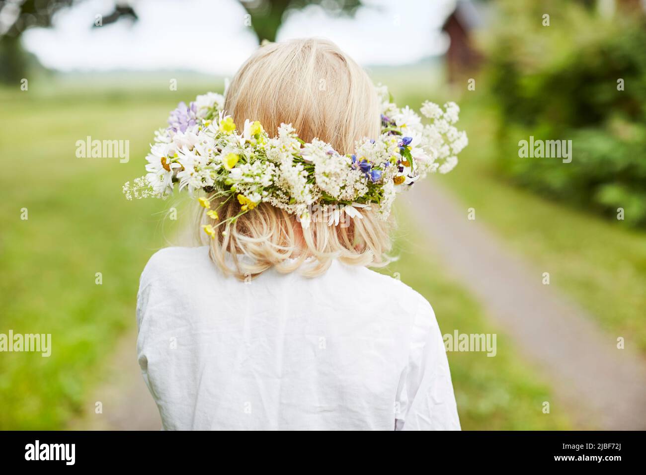 Girl flower crown scandinavia hi-res stock photography and images - Alamy