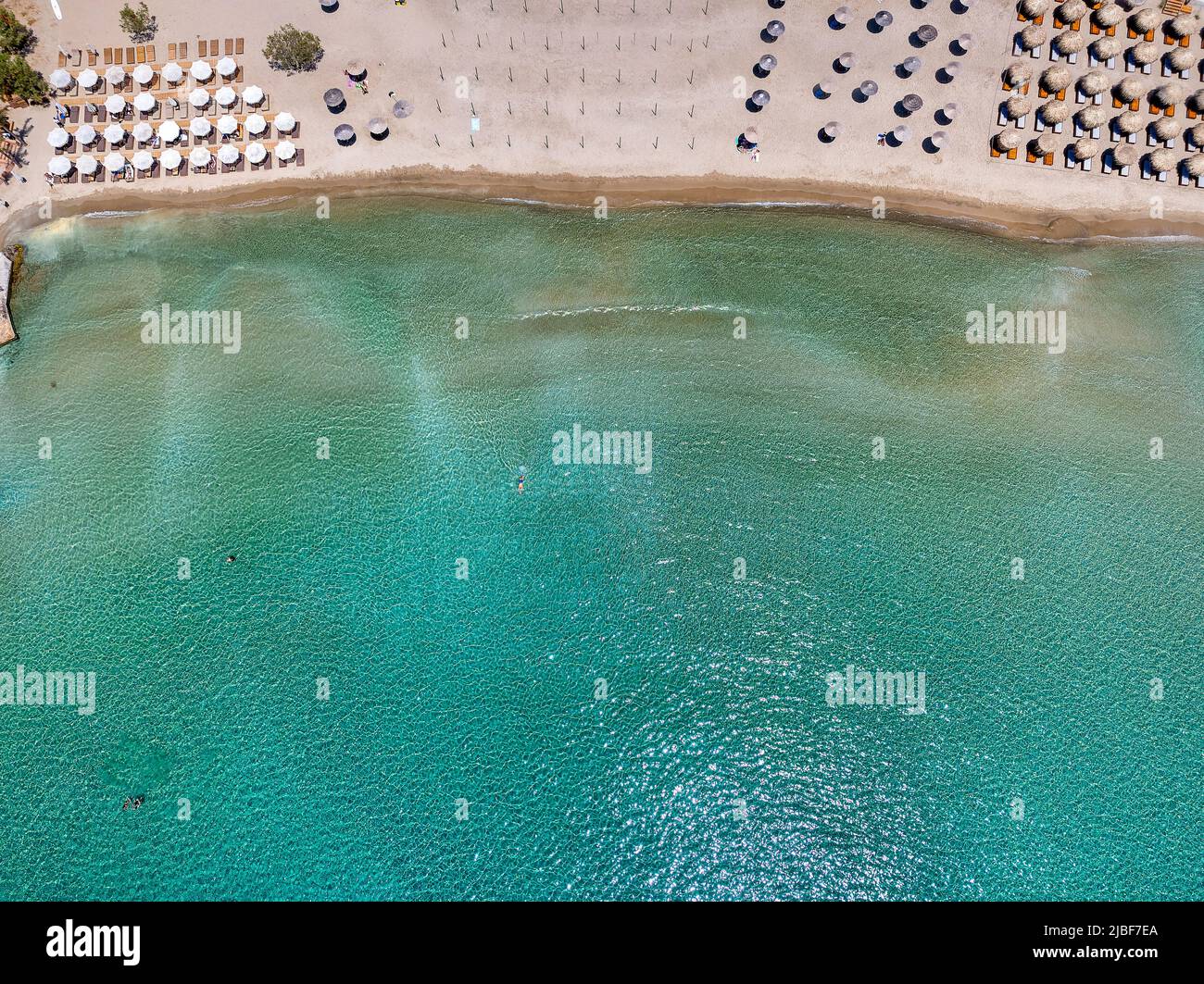 Aerial top view of the emerald sea at Agathopes beach Stock Photo - Alamy