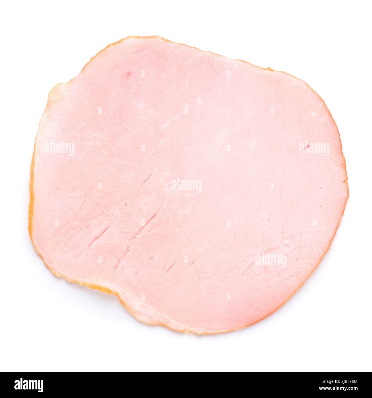 Smoked ham fillet loin slice isolated on white background top view ...