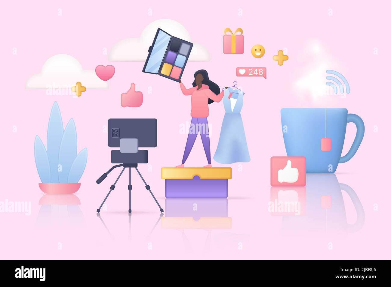 Beauty vlog, fashion and makeup live channel with consultant. Tiny ...