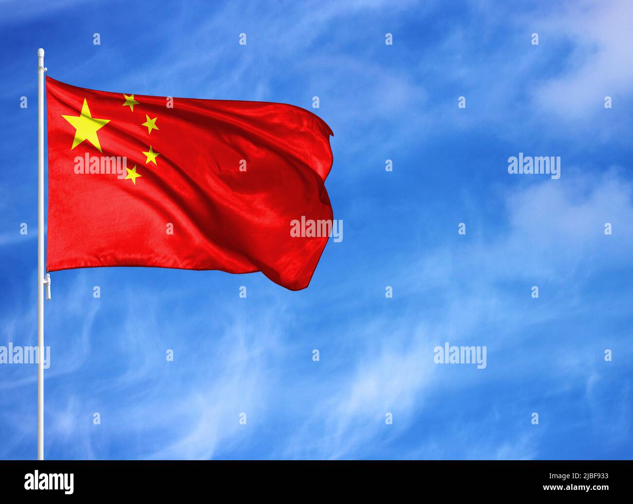 National flag of China on a flagpole Stock Photo - Alamy
