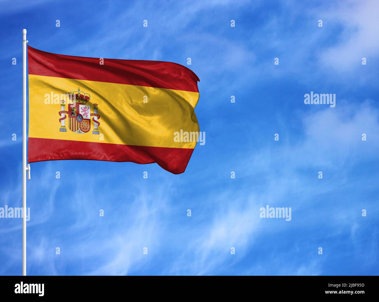 National flag of Spain on a flagpole Stock Photo - Alamy