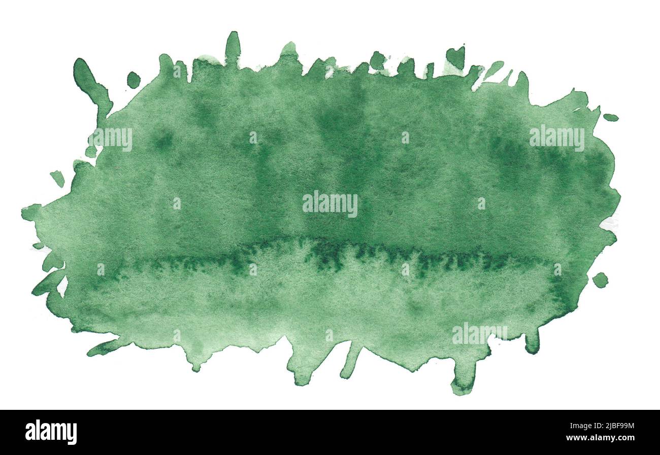 Abstract green watercolor splash texture isolated on white background ...