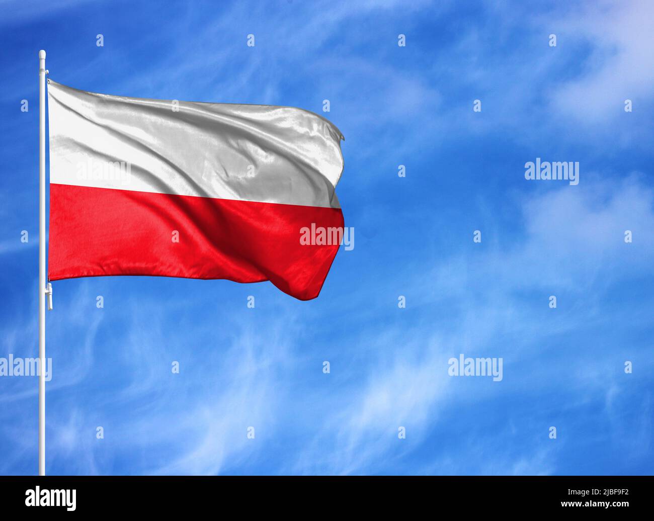 National flag of Poland on a flagpole Stock Photo - Alamy