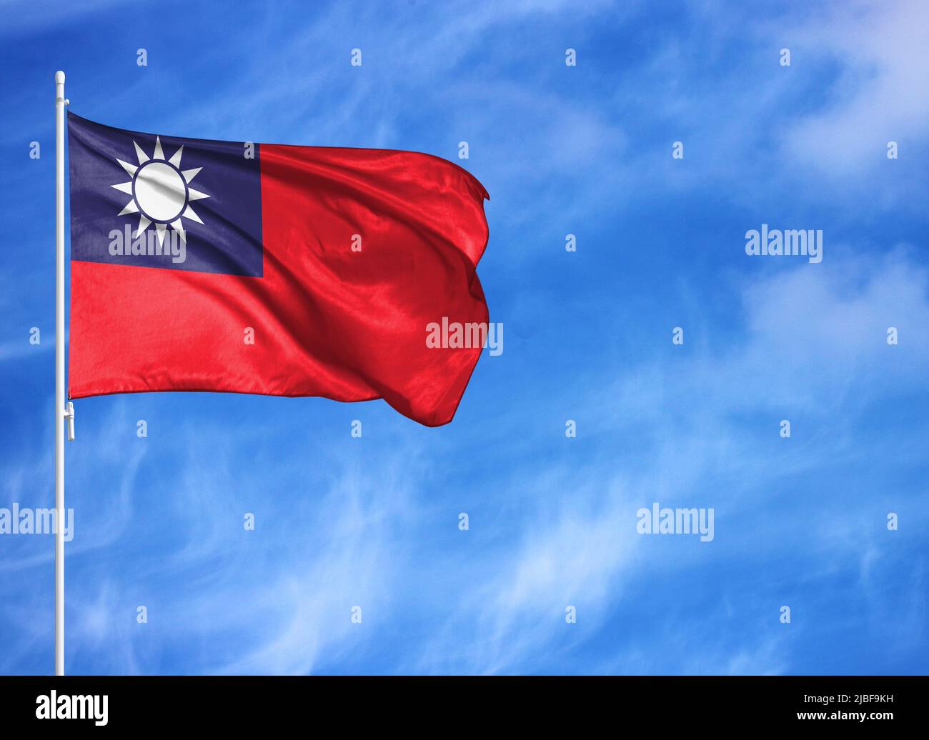 National flag of Taiwan on a flagpole Stock Photo - Alamy