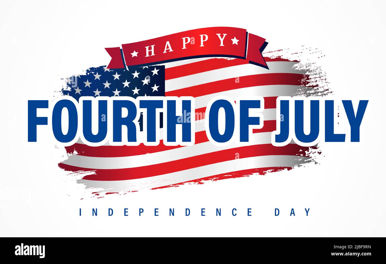 Happy Fourth of July lettering on flag. Independence day, 4th July ...