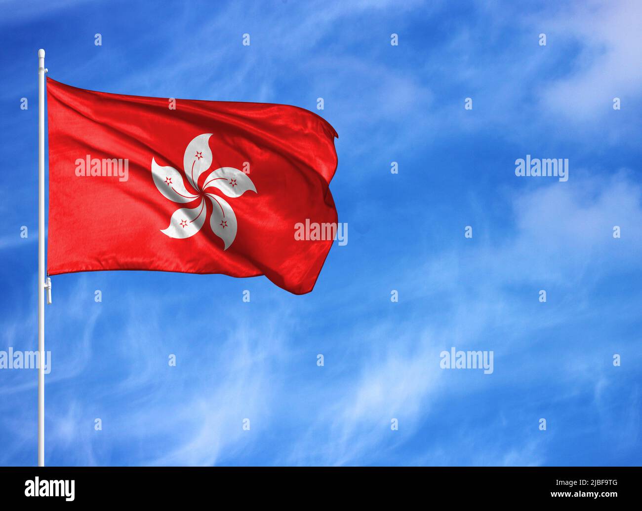 National flag of Hong Kong on a flagpole Stock Photo - Alamy