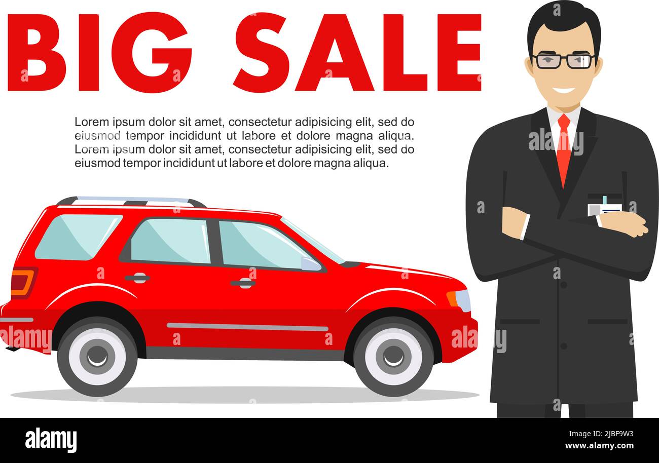 Smiling salesperson showing the car. Auto business car sale concept ...