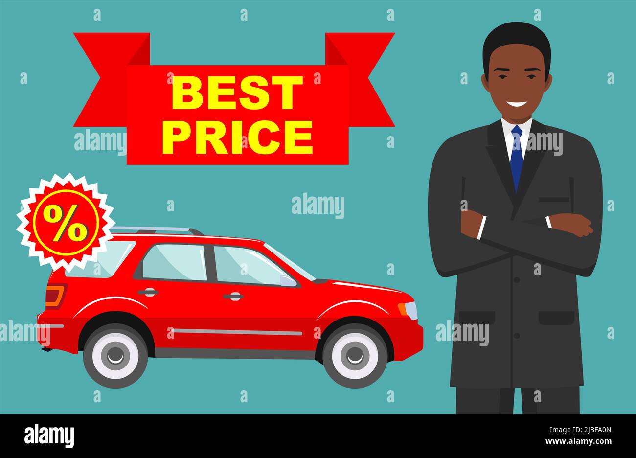 Smiling salesperson showing the car. Auto business car sale concept ...