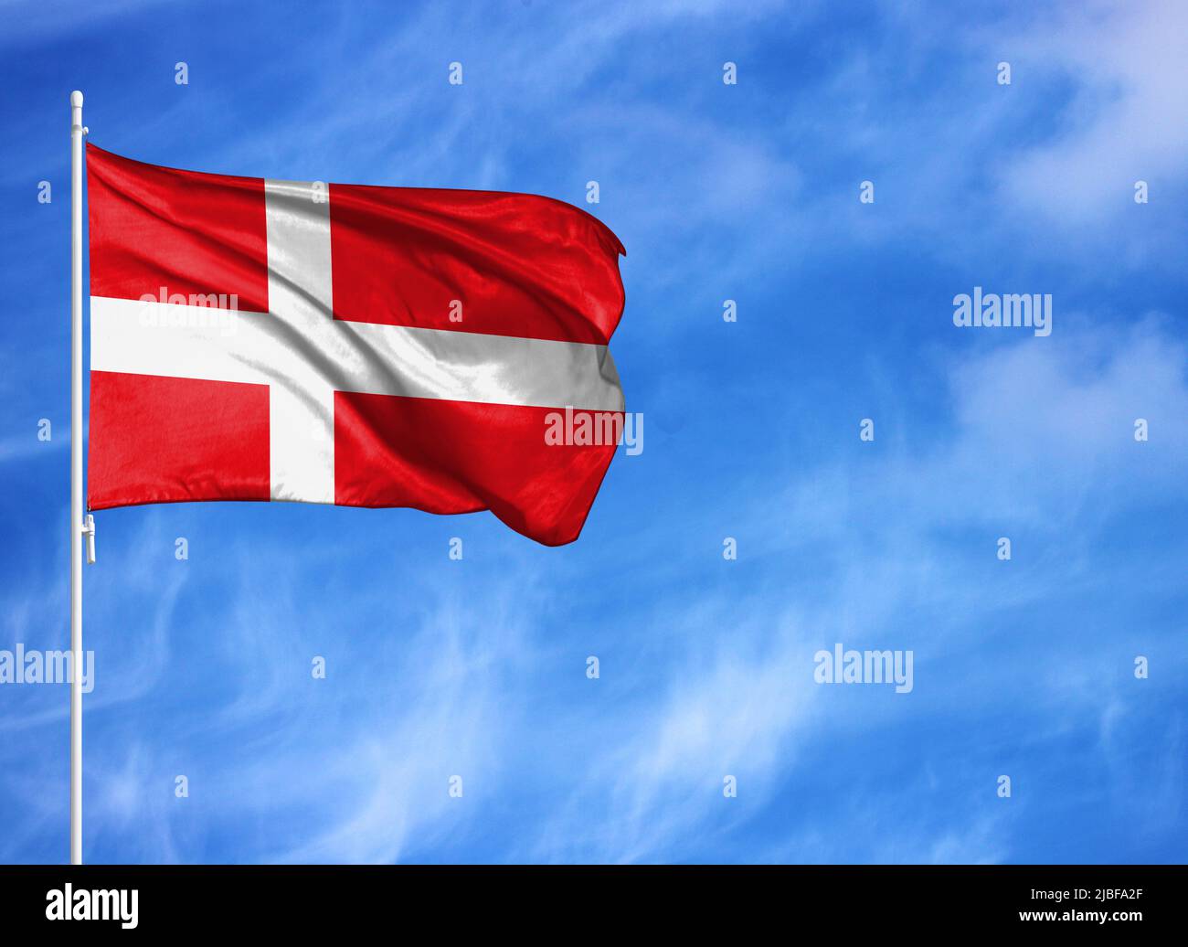 Denmark flag on country map hi-res stock photography and images - Alamy