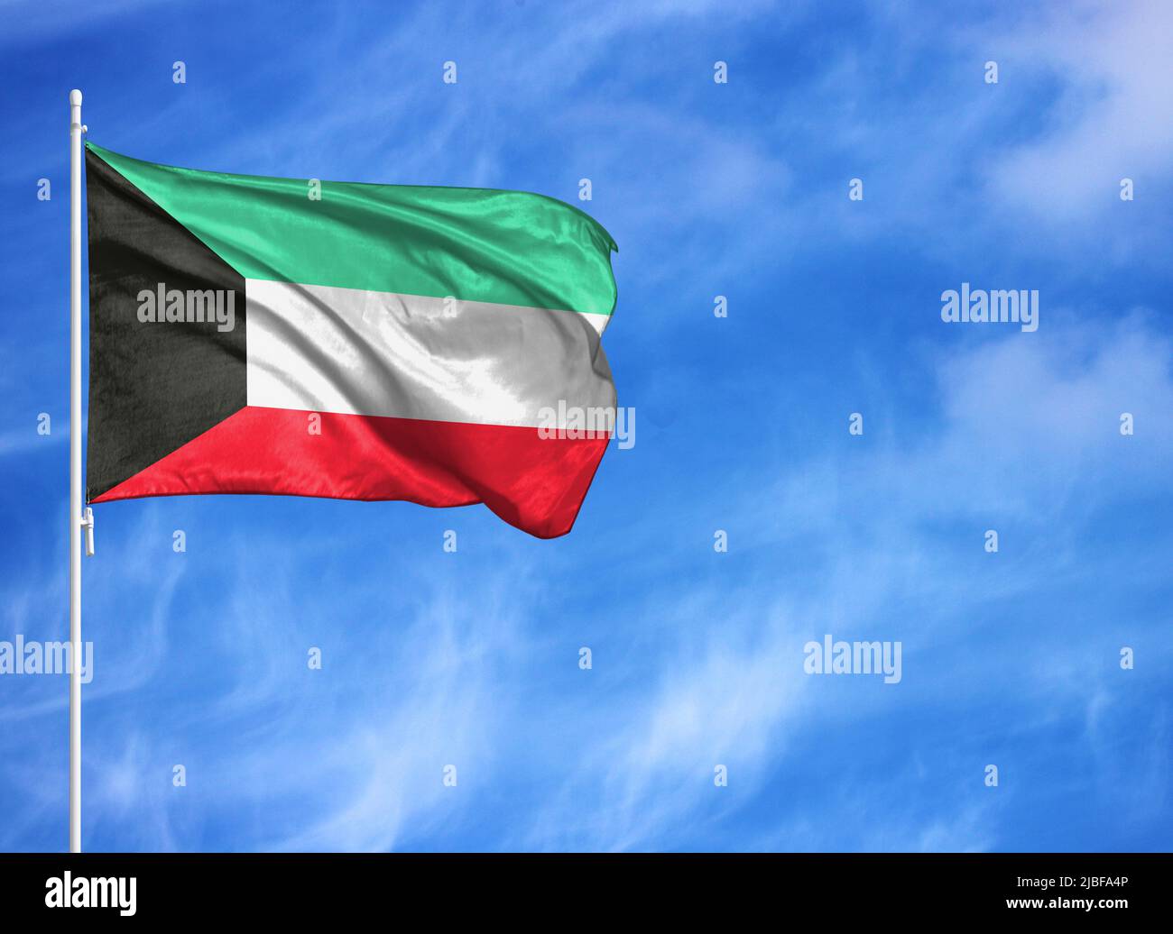 National flag of Kuwait on a flagpole Stock Photo - Alamy
