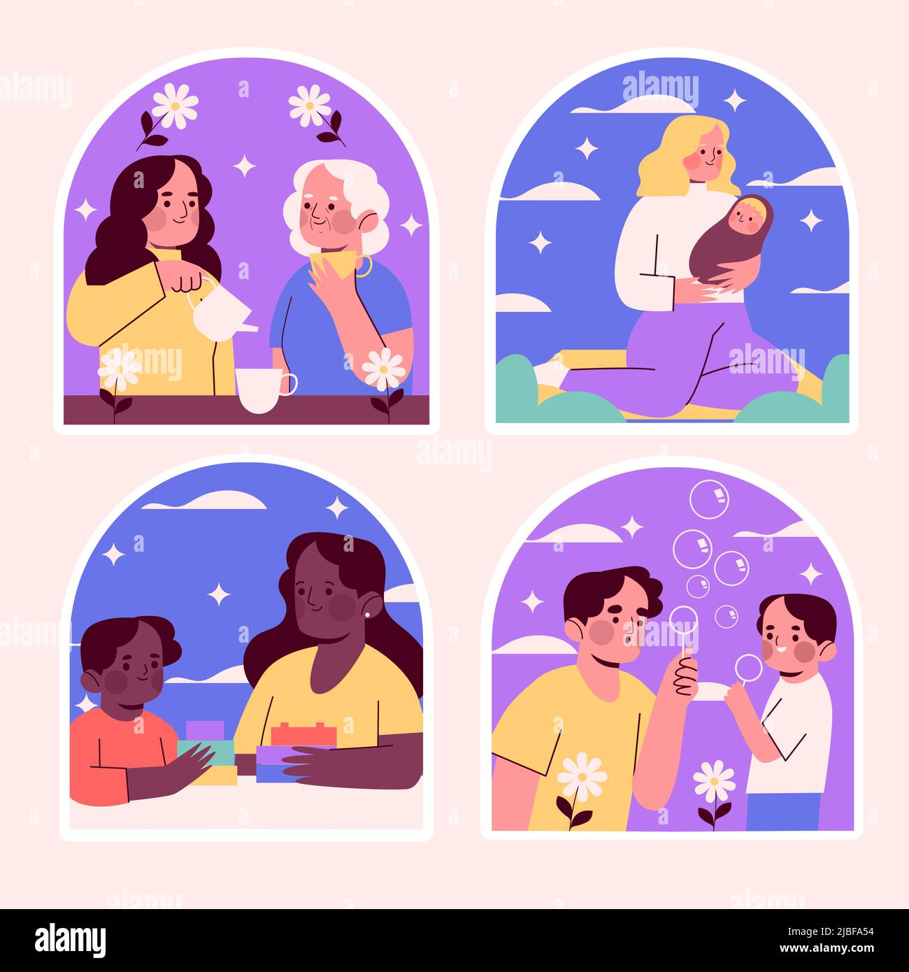 Naive family stickers Vector illustration Stock Vector Image & Art - Alamy