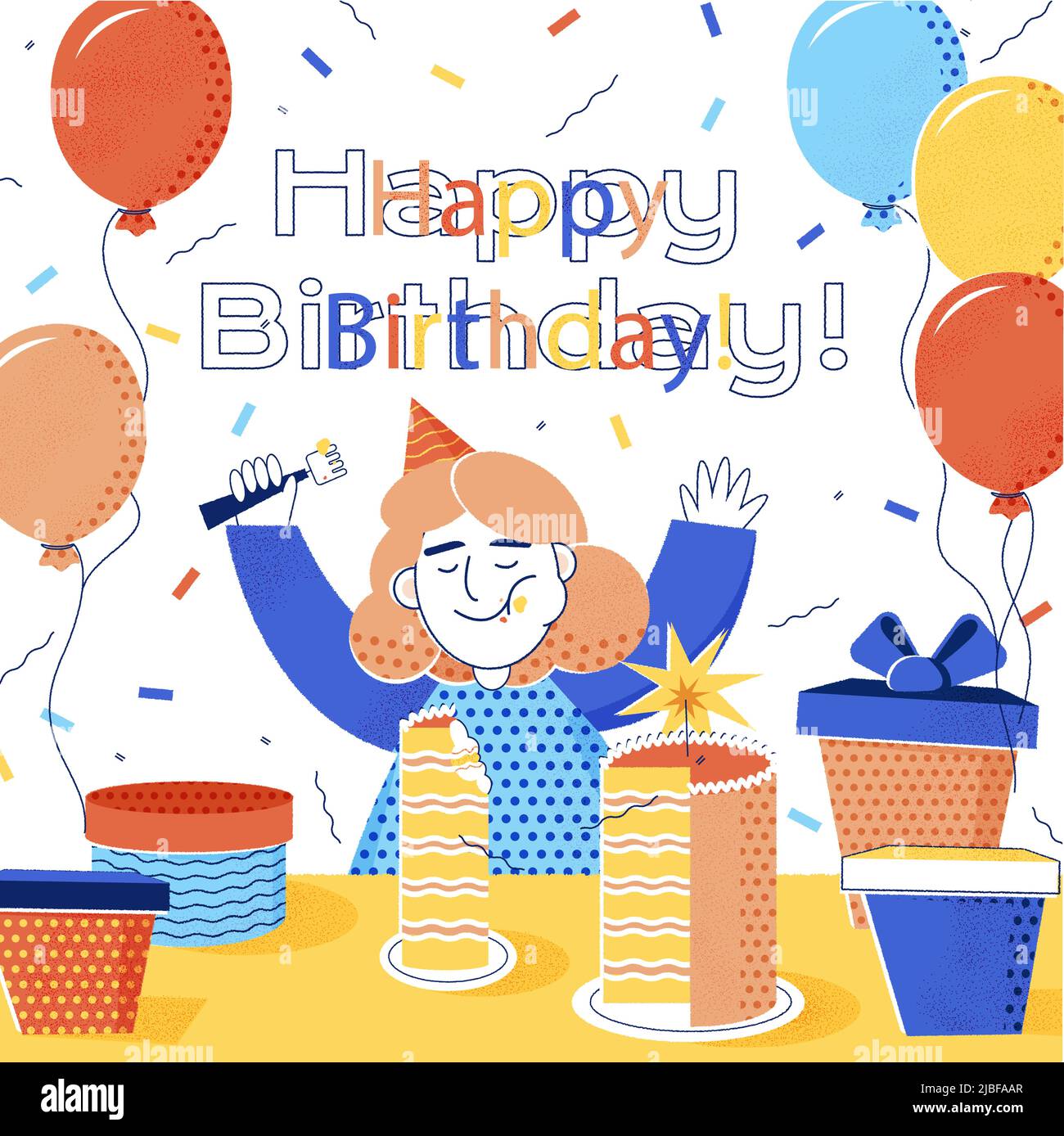 Hand drawn birthday card template Vector illustration Stock Vector ...