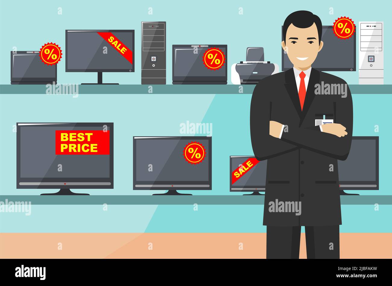 Electronics shop staff Stock Vector Images - Alamy