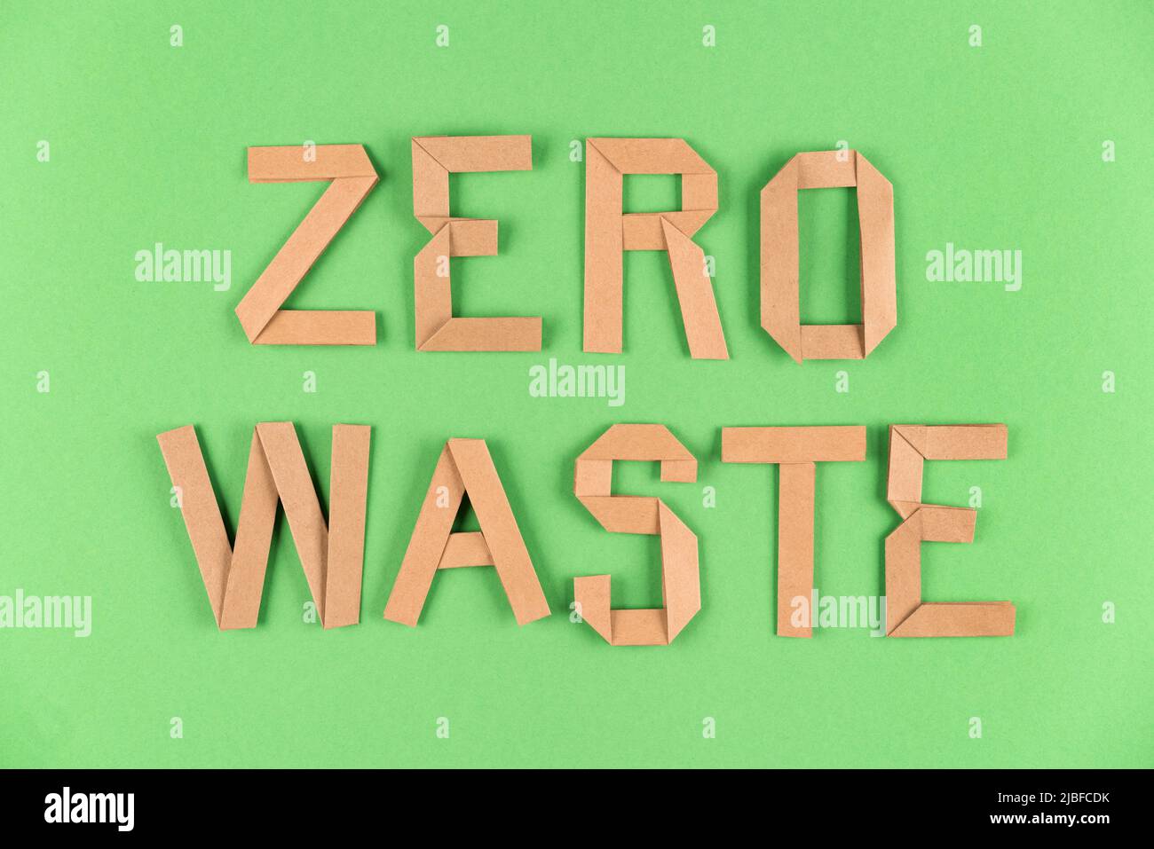 Zero waste concept. Quote made with kraft paper letters ZERO WASTE ...
