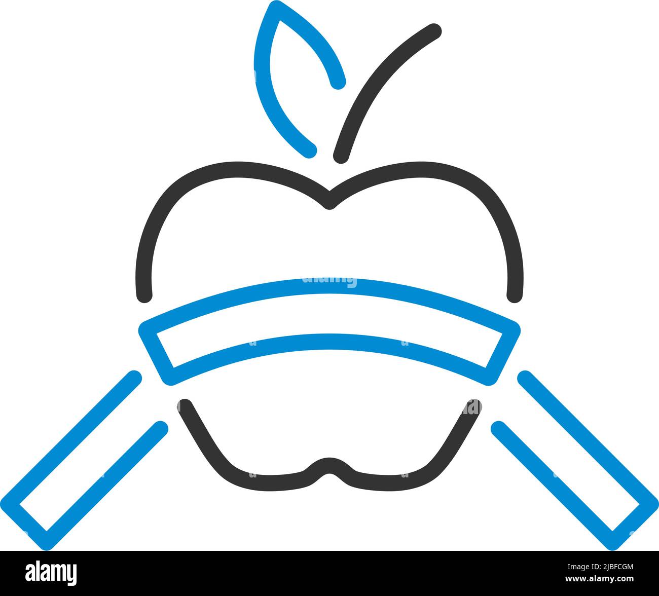 Icon Of Apple With Measure Tape. Editable Bold Outline With Color Fill ...