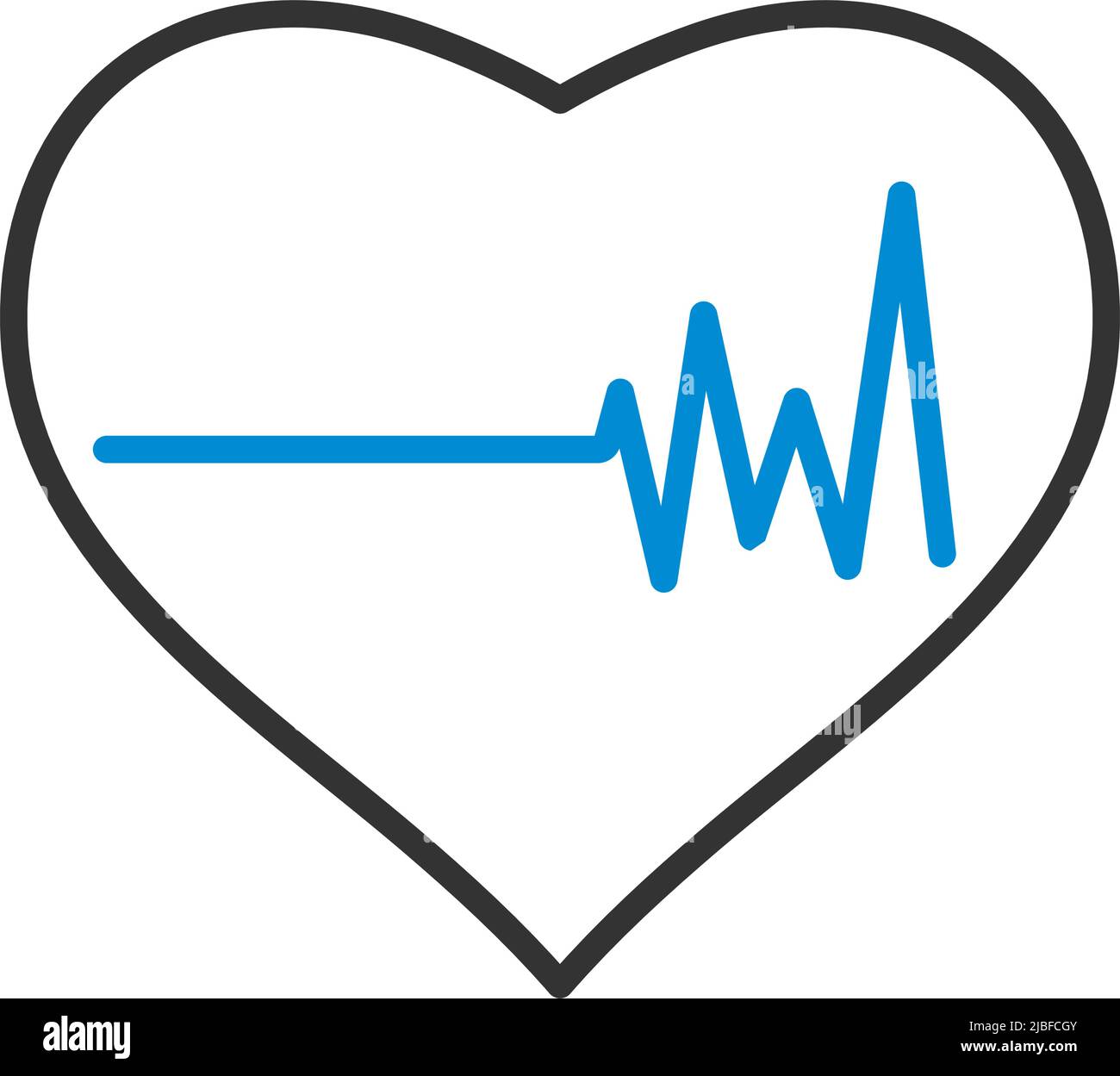Icon Of Heart With Cardio Diagram. Editable Bold Outline With Color ...