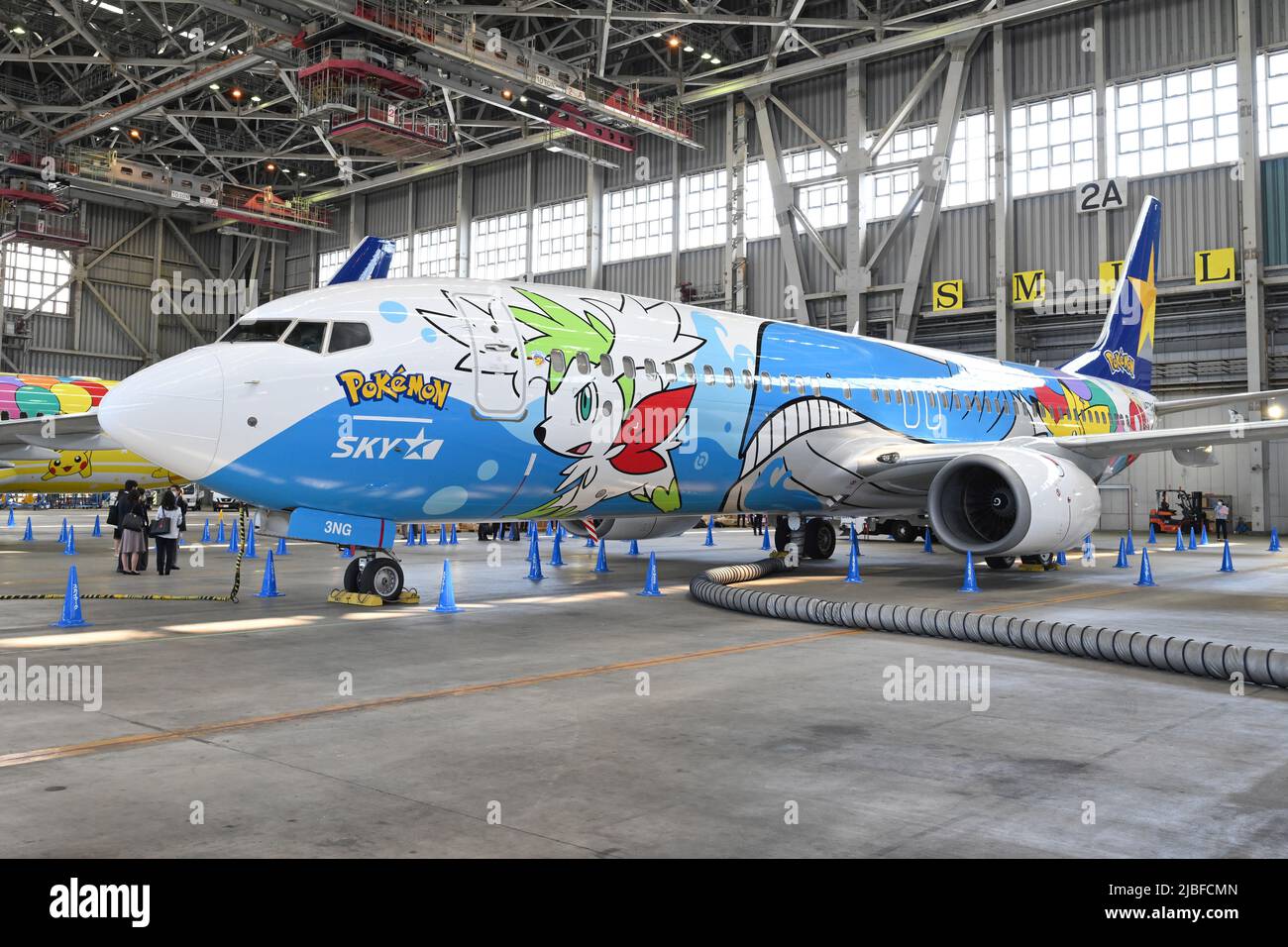 Skymark's 2nd "Pikachu Jet BC" (Boeing 737-800, JA73NG) unveiled in a ...