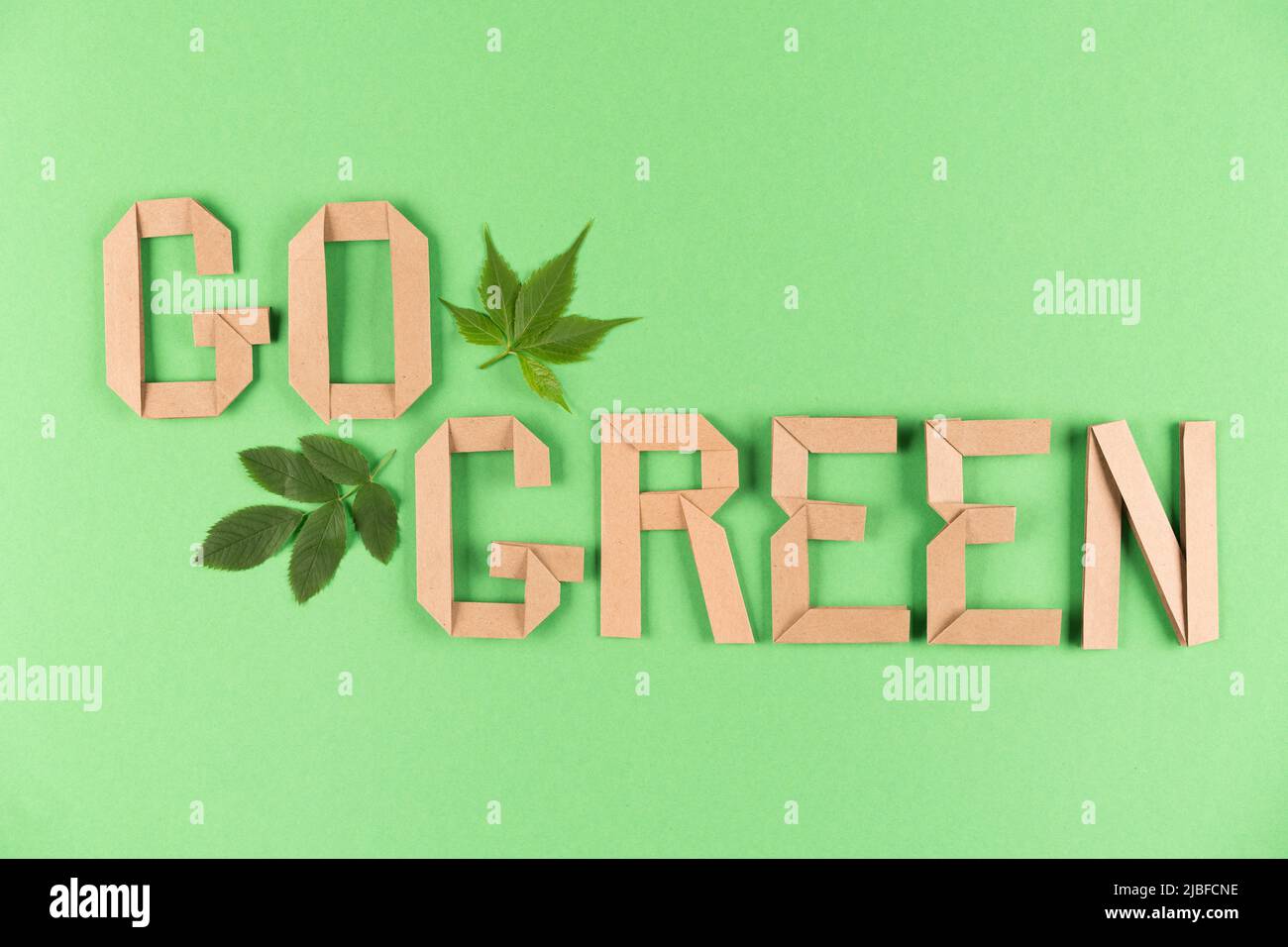 Sustainable lifestyle and zero waste concept. Text GO GREEN made with ...
