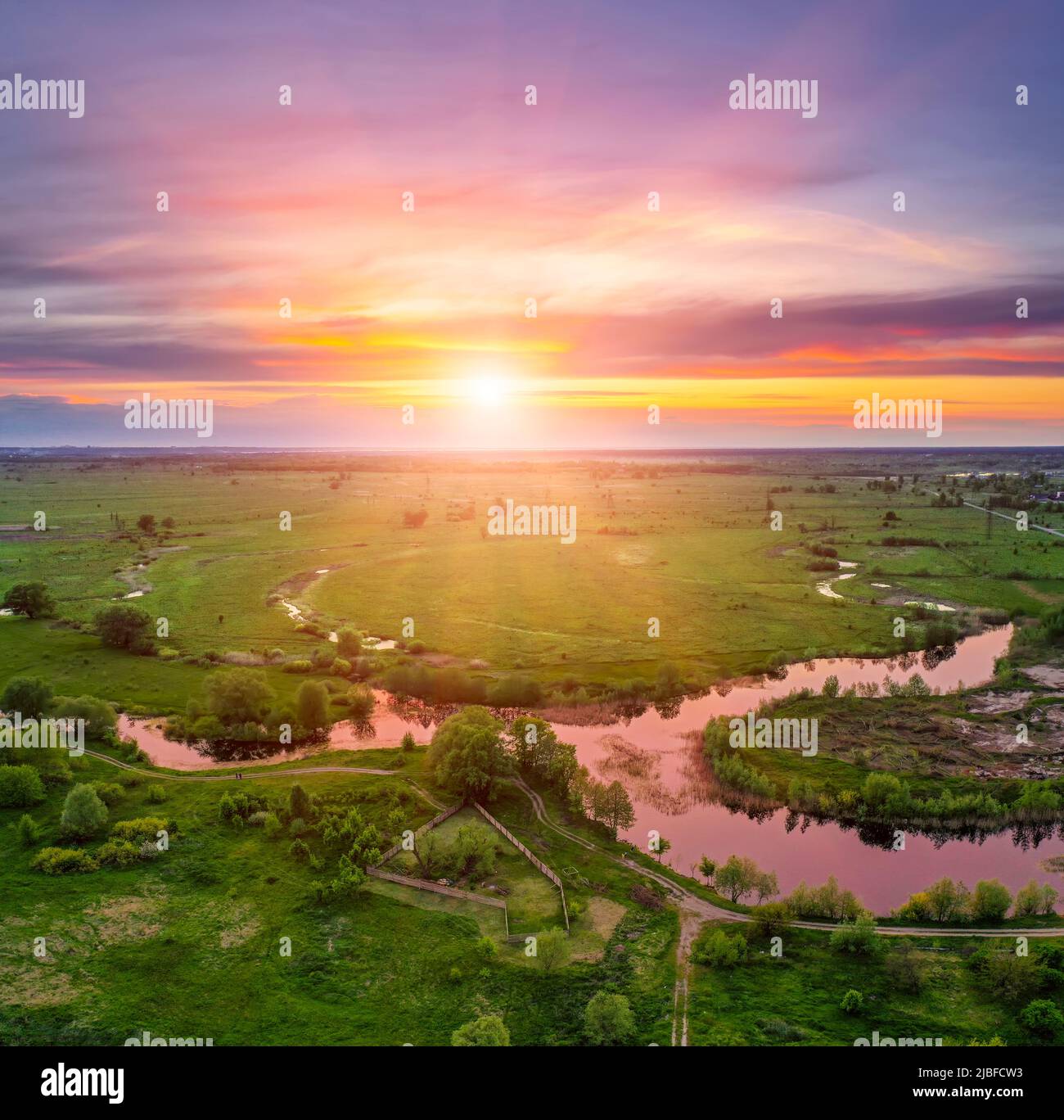 Rural summer sunset Stock Photo - Alamy