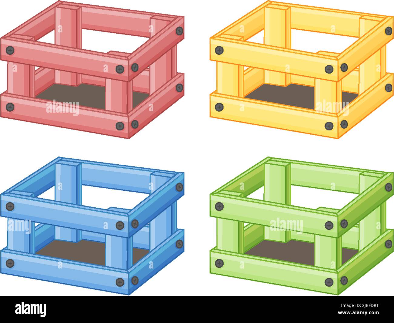 Set of differnt colour wooden crate illustration Stock Vector Image ...