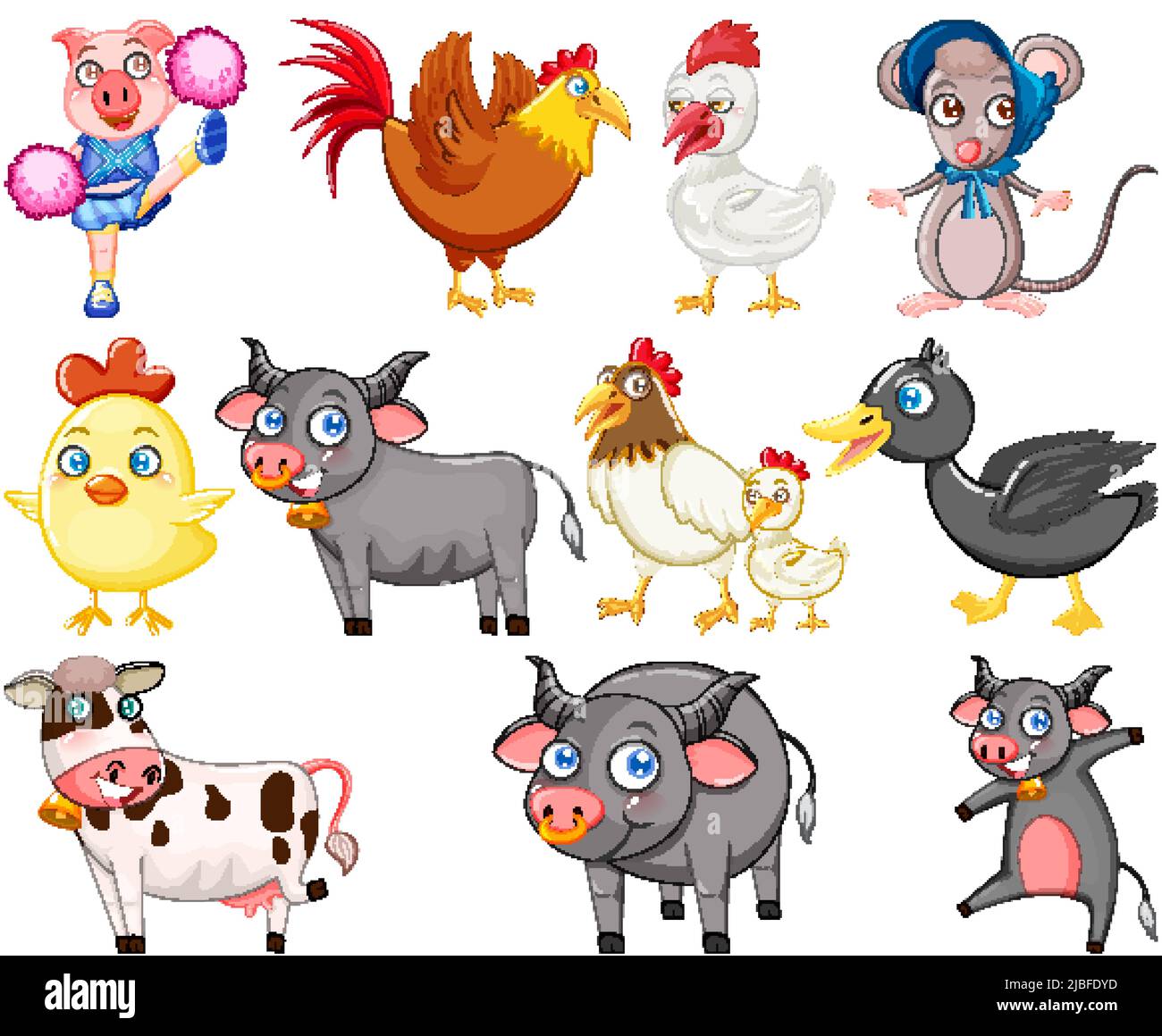 Cute animals with happy smile illustration Stock Vector Image & Art - Alamy
