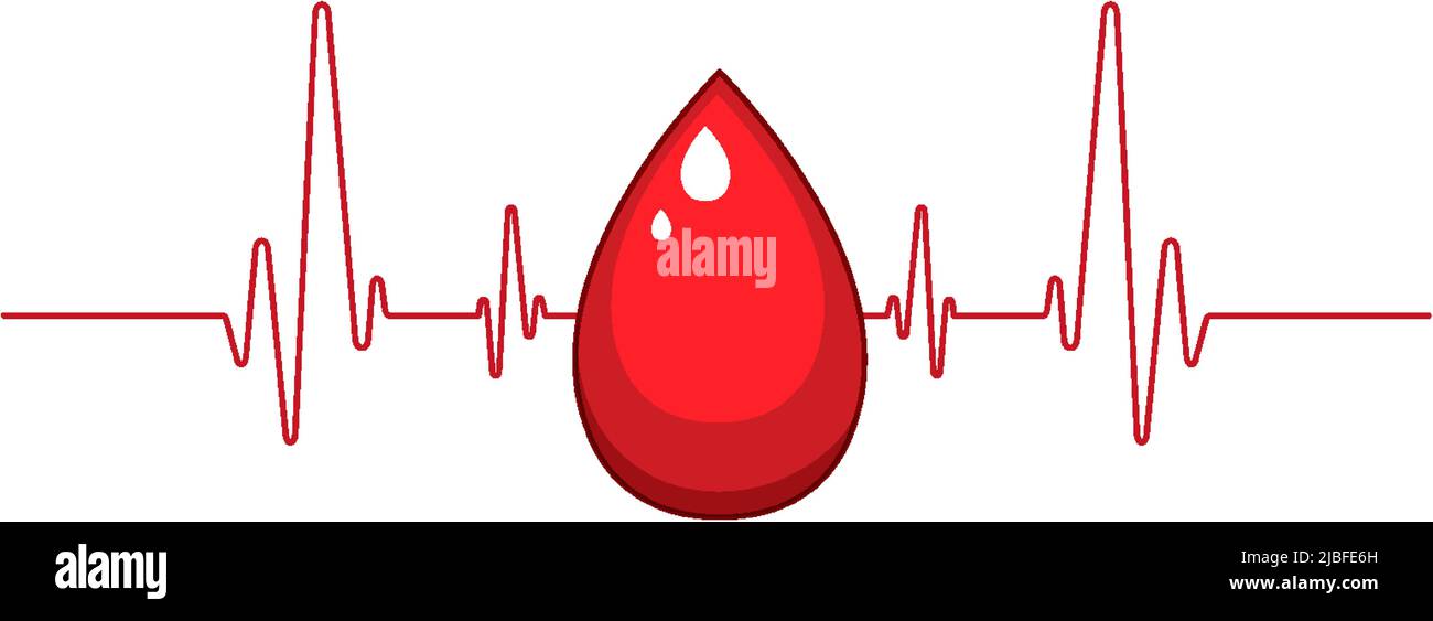 Human blood with heart rate on white background illustration Stock ...
