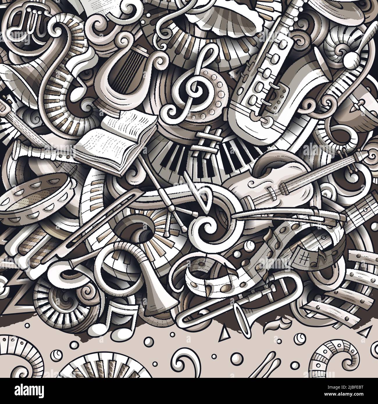 Cartoon vector doodles Classic music frame Stock Vector Image & Art - Alamy