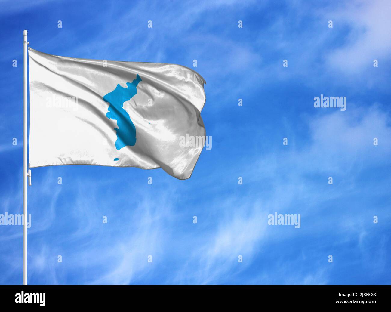 National flag of Korean Unification on a flagpole Stock Photo - Alamy