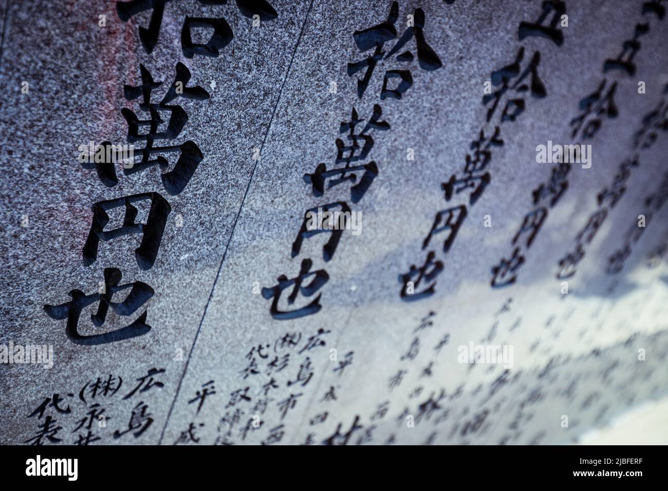 Japanese text in the Daishoin Buddhist temple Stock Photo - Alamy