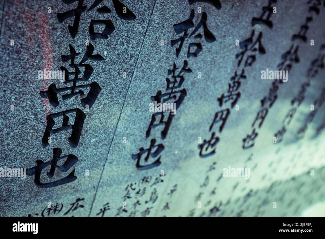 Japanese text in the Daishoin Buddhist temple Stock Photo - Alamy