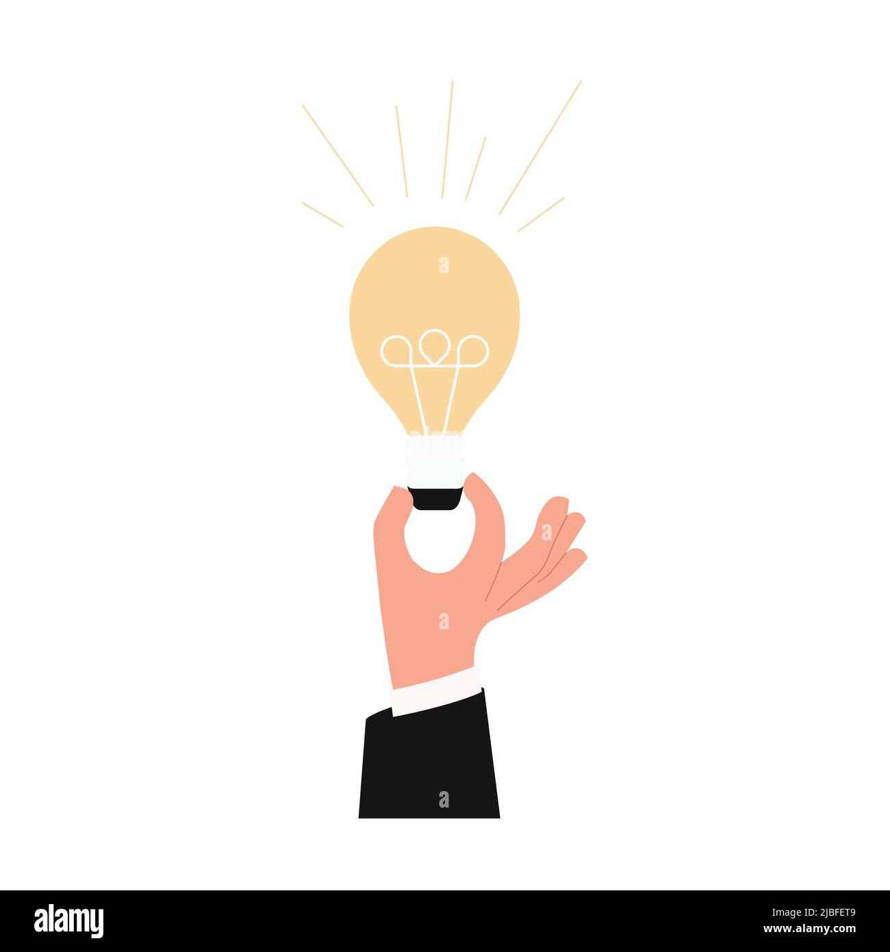 Business concept with human hand holding idea lamp Stock Vector Image ...