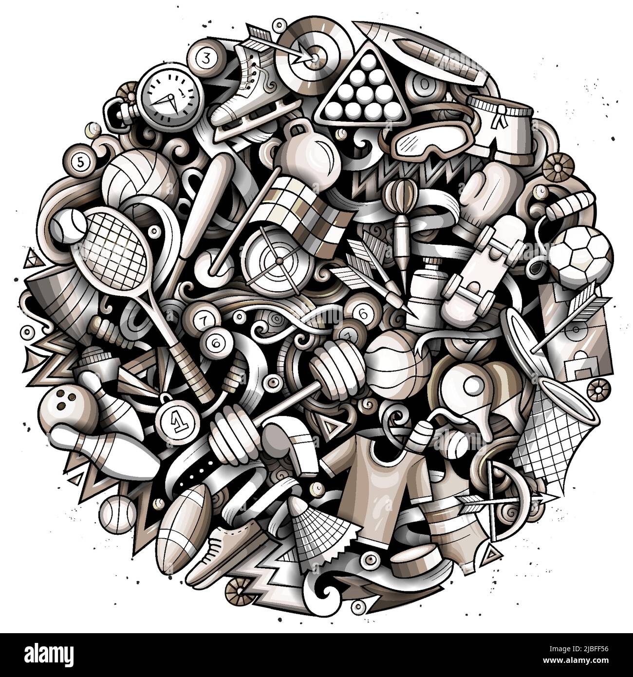 Sports hand drawn vector doodles illustration Stock Vector Image & Art ...