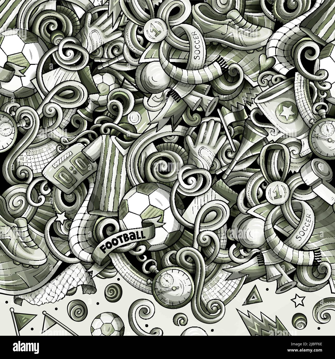 Cartoon vector doodles Soccer frame. Graphics football funny border ...