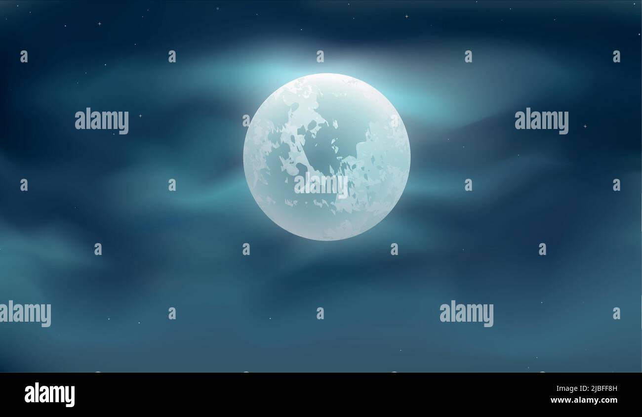 Full Moon And Stars Background