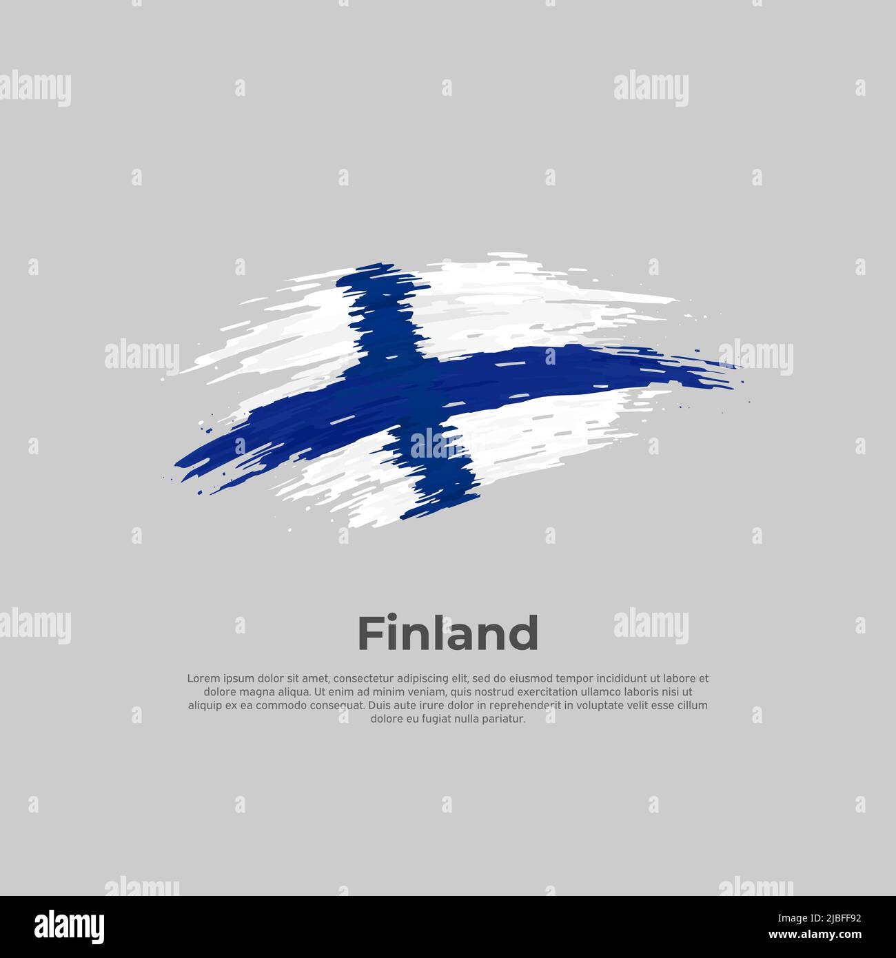 Finland flag. Brush painted finnish flag on white background. Brush ...